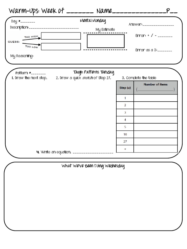 Weekly Warm-Up Sheet | PDF