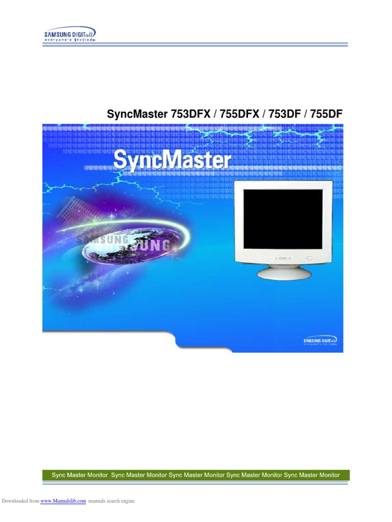 User Manual For Monitor Samsung SyncMaster 755 DFX | PDF | Computer ...
