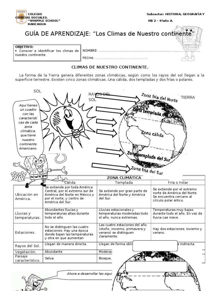 GUÍA DE APRENDIZAJE Los Climas de America | PDF | Ciencia y matemáticas