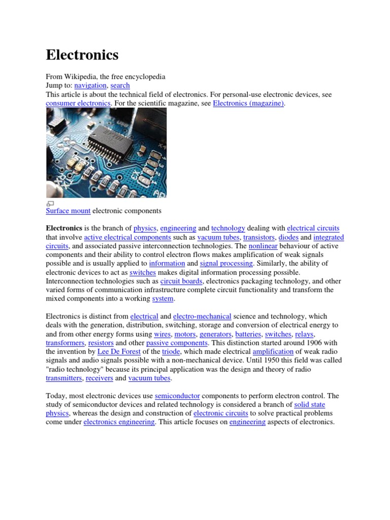 Electronics: Electronics Is The Branch of | PDF | Electronic Circuits ...