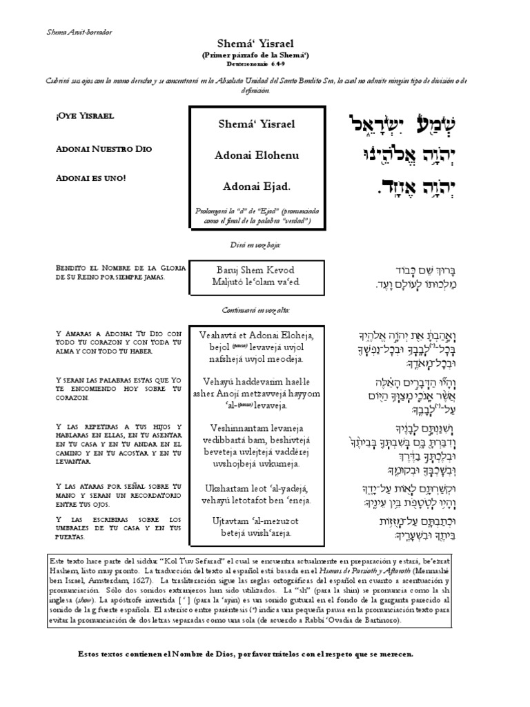 Shema Israel OJOOOO | PDF | Shema Israel | Mitología levantina