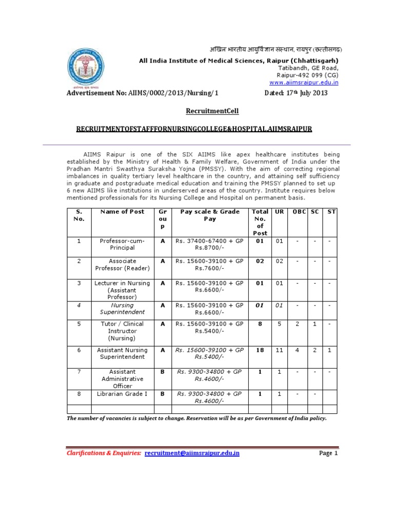 Advt Nursing College | PDF | Midwife | Nursing