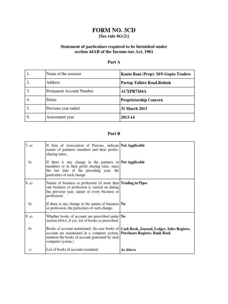 Form No. 3Cd | PDF | Cheque | Expense