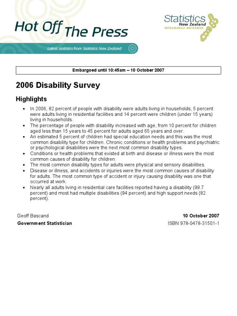 Disability Survey 2006 | PDF | Standard Error | Survey Methodology
