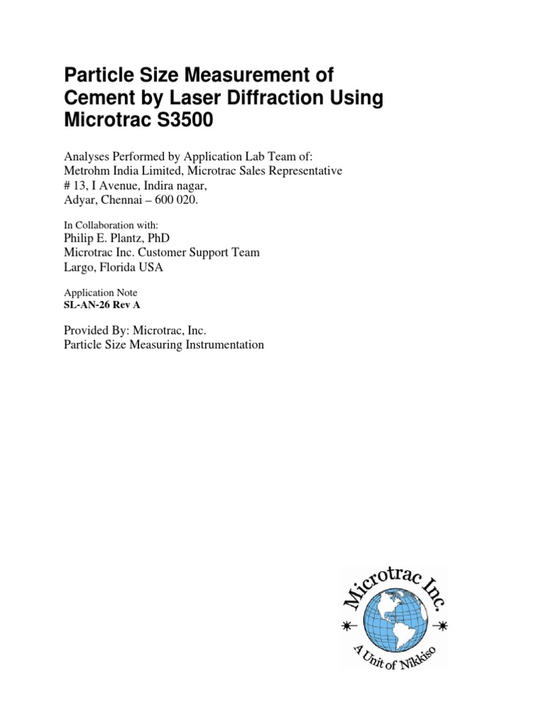 Microtrac Applications Notes Particle Size Measurement of Cement by ...