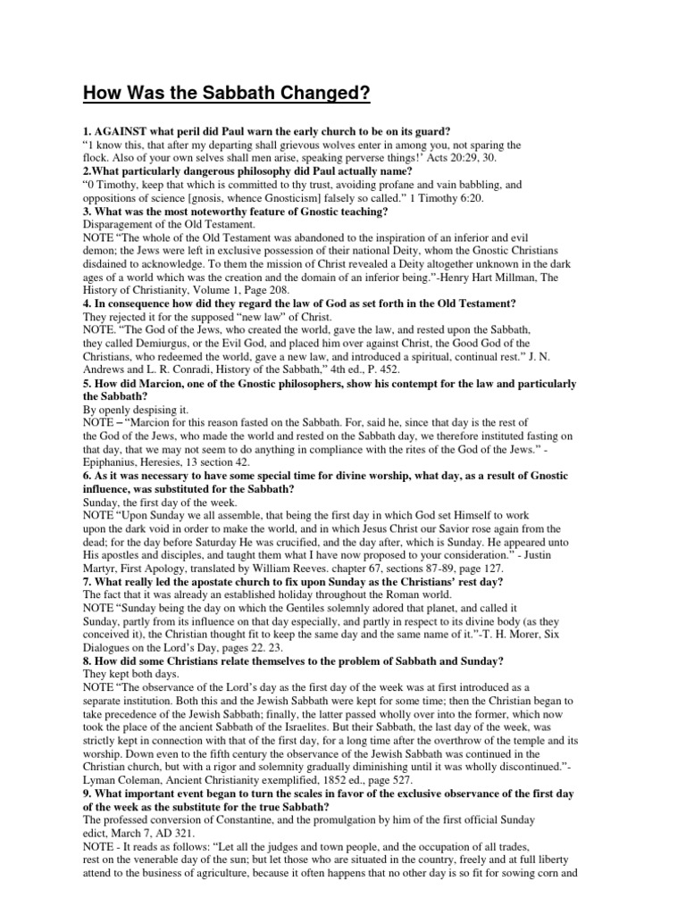 28 - How Was The Sabbath Changed? | PDF | Biblical Sabbath | Bible