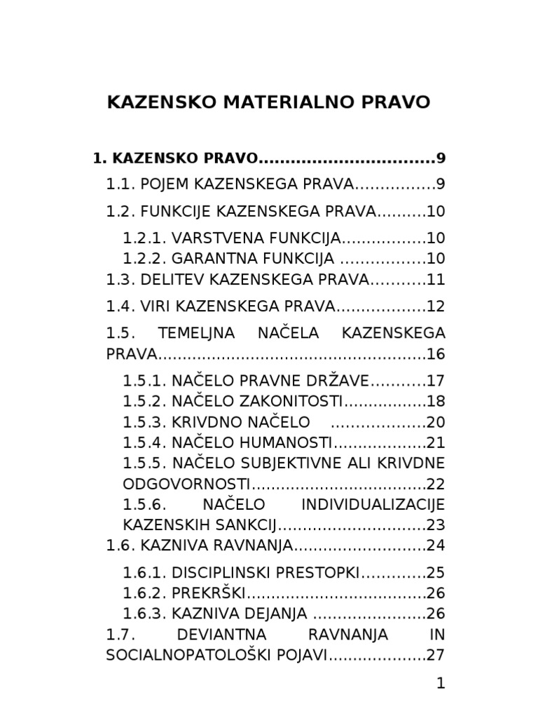 SKRIPTA - Kazensko Pravo Po KZ-1 - A.I. (Repaired) | PDF
