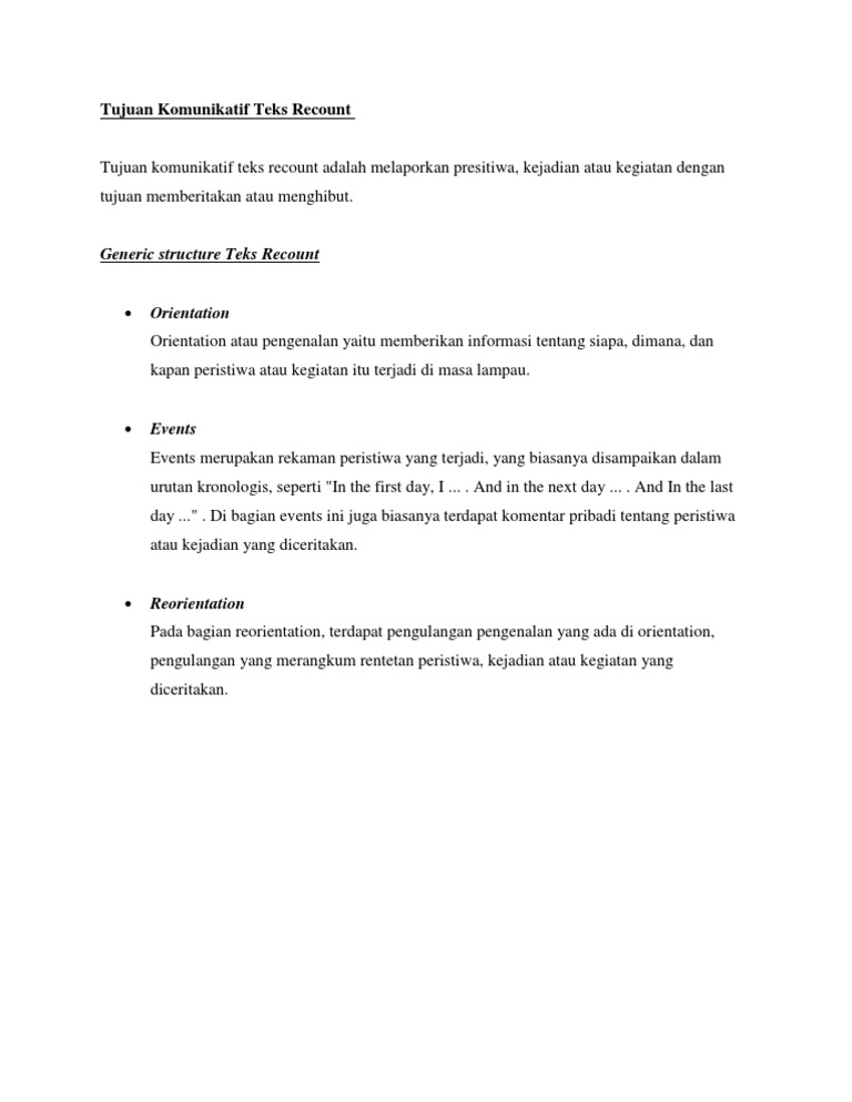 Tujuan Komunikatif Teks Recount | PDF