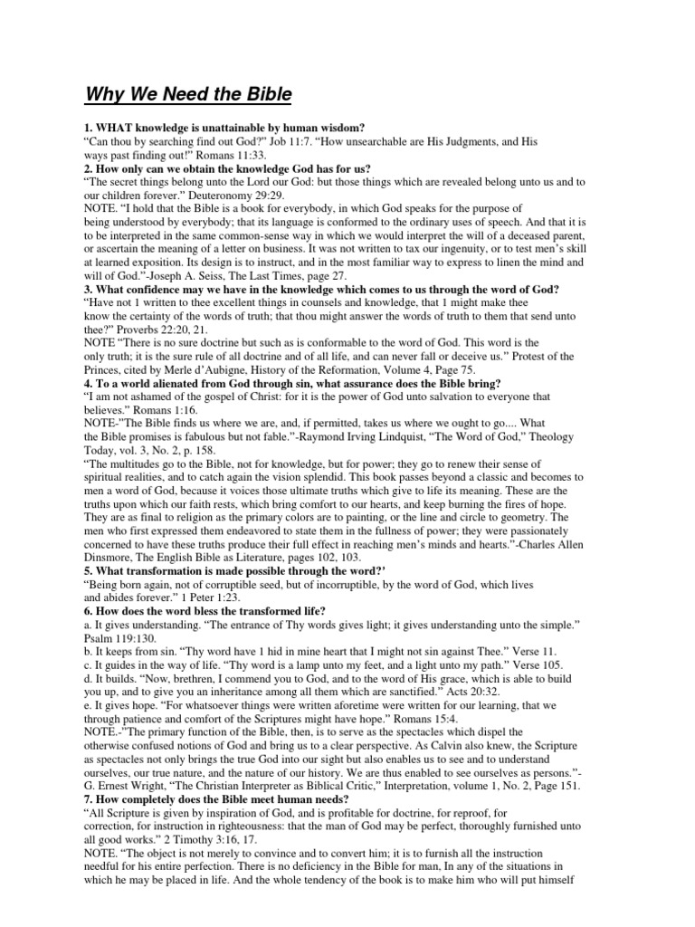 03 Why We Need The Bible Pdf Epistle To The Romans Bible