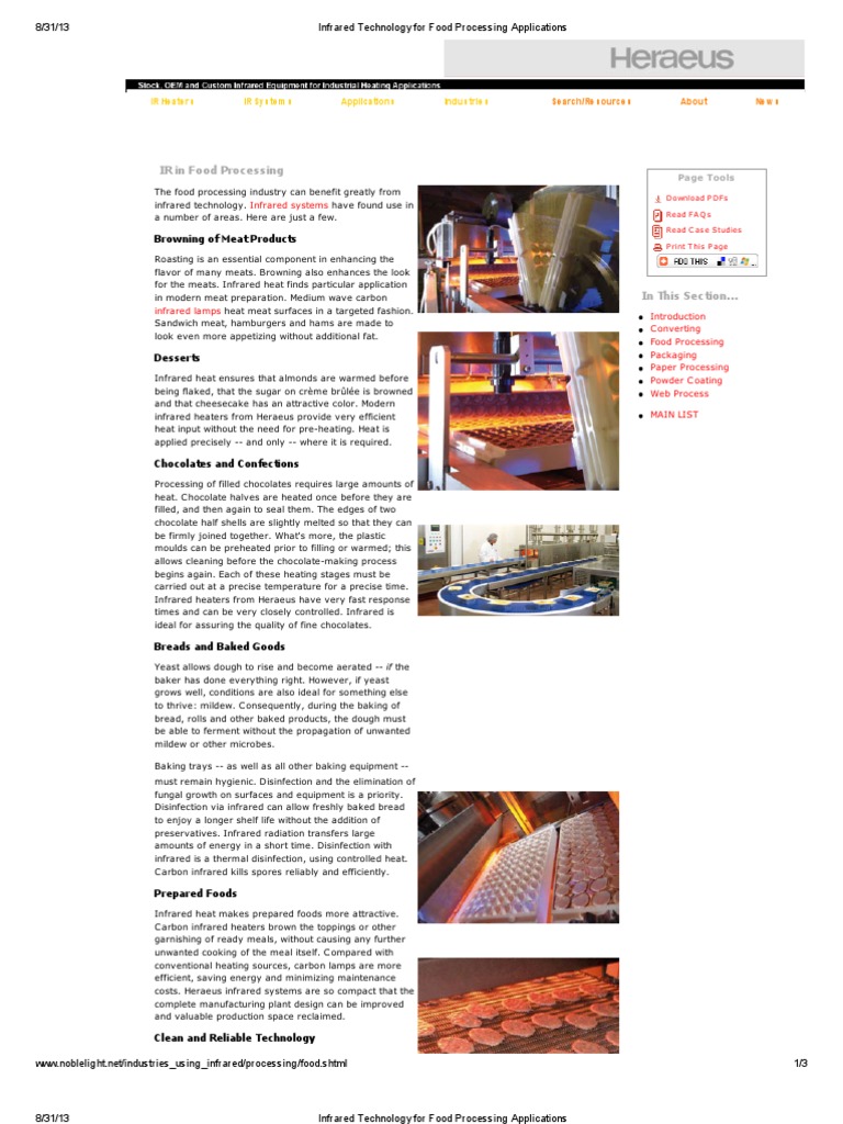 Infrared Technology For Food Processing Applications | PDF | Infrared ...
