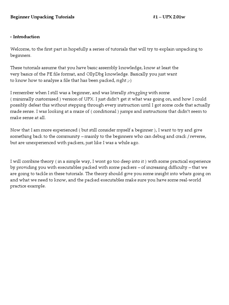 Unpacking With UPX | PDF | Utility Software | System Software