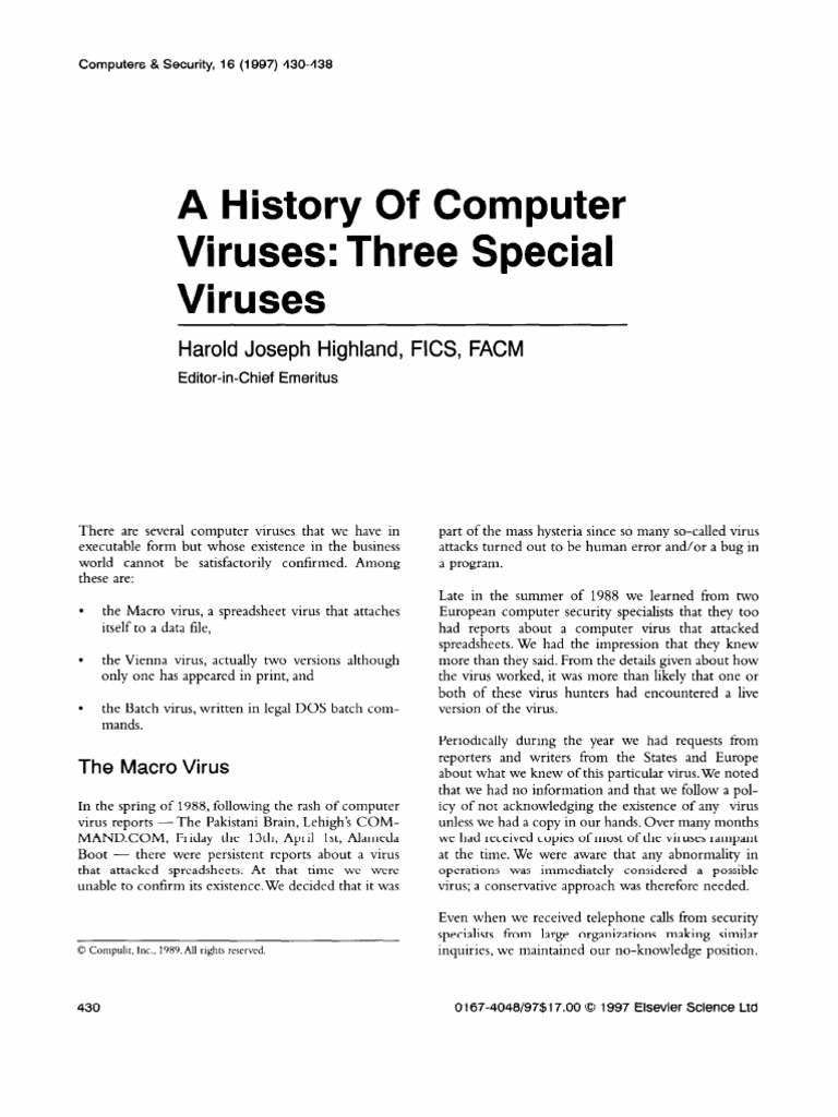 History of Computer Viruses Explained | PDF | Computer Virus | Spreadsheet