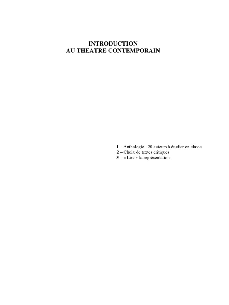 Introduction Au Theatre Contemporain-3 | PDF | Théâtre | Divertissement ...