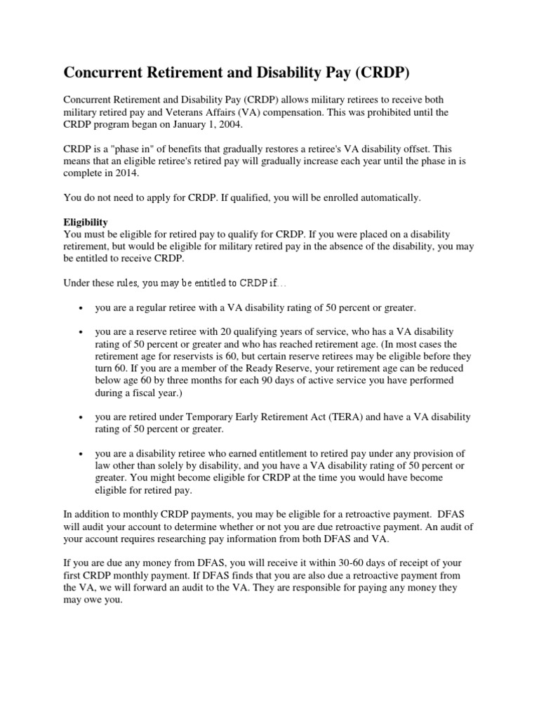 Concurrent Retirement and Disability Pay | PDF | Retirement | United ...