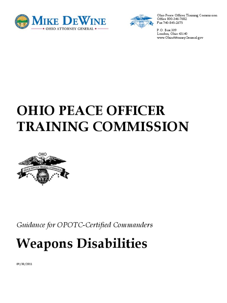 Ohio Peace Officer Basic Training Commission Weapons Disabilities | PDF ...