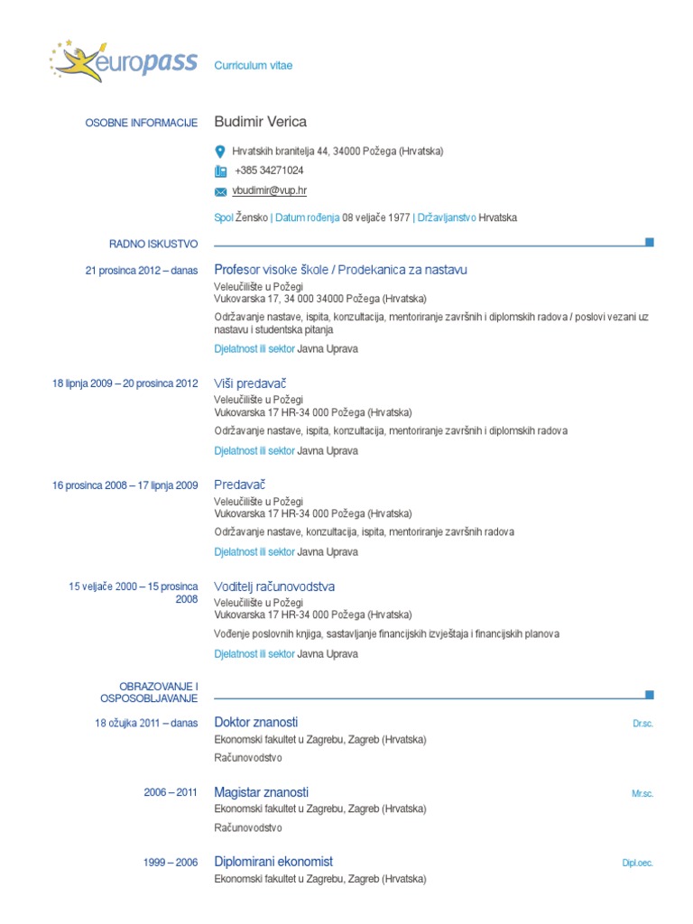 Europass CV 20130420 Budimir HR 3 | PDF