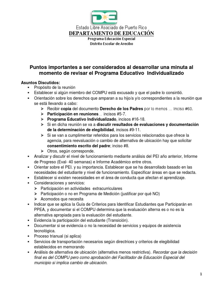 Puntos Importantes Al Redactar Una Minuta | Educación especial | Evaluación