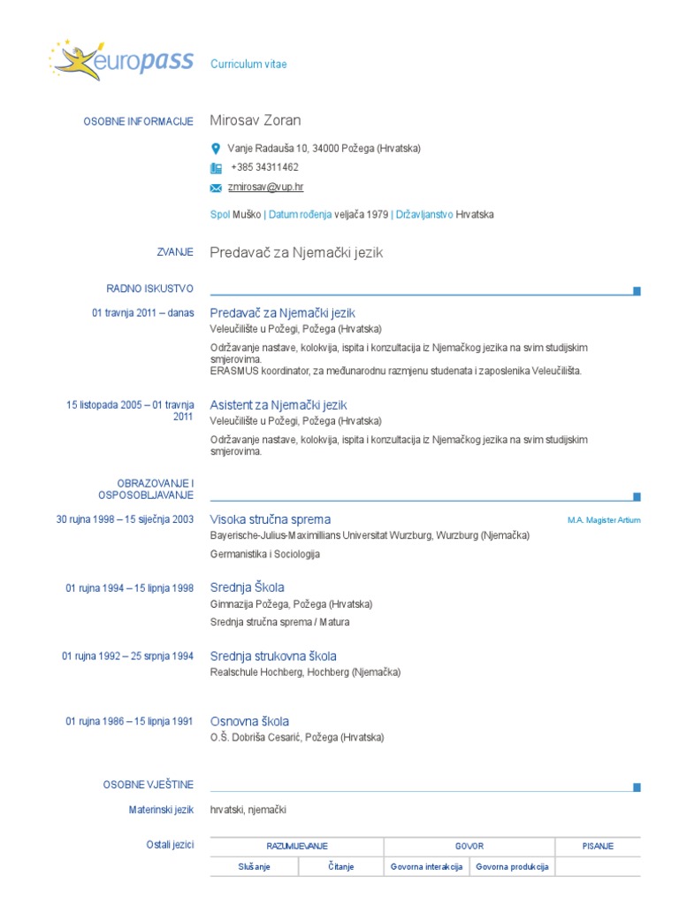 Europass CV ESP 20130422 Mirosav HR | PDF