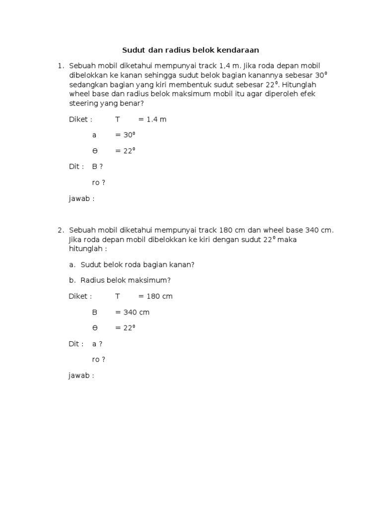 Sudut Dan Radius Belok Kendaraan | PDF