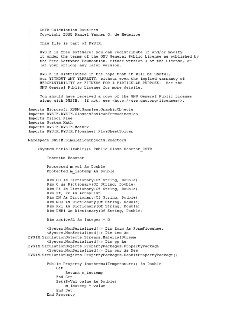 CSTR Calculation Routines | PDF | Software | Computing