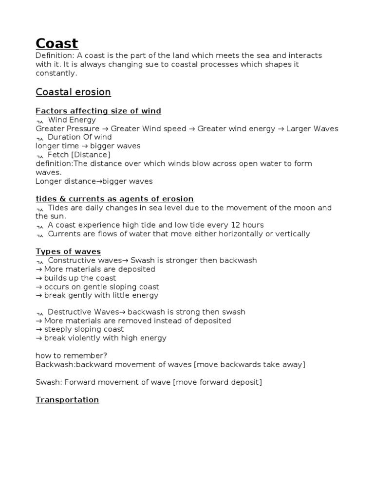 Coast | PDF | Erosion | Beach