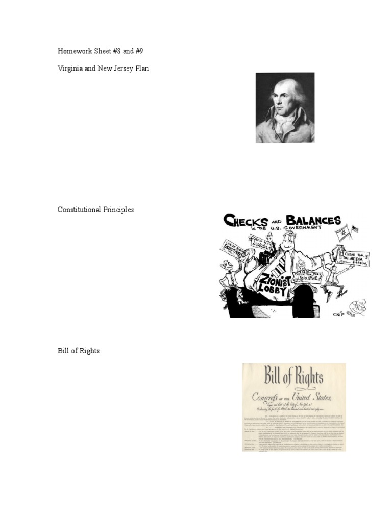 Homework Sheet #8 and #9 Virginia and New Jersey Plan | PDF