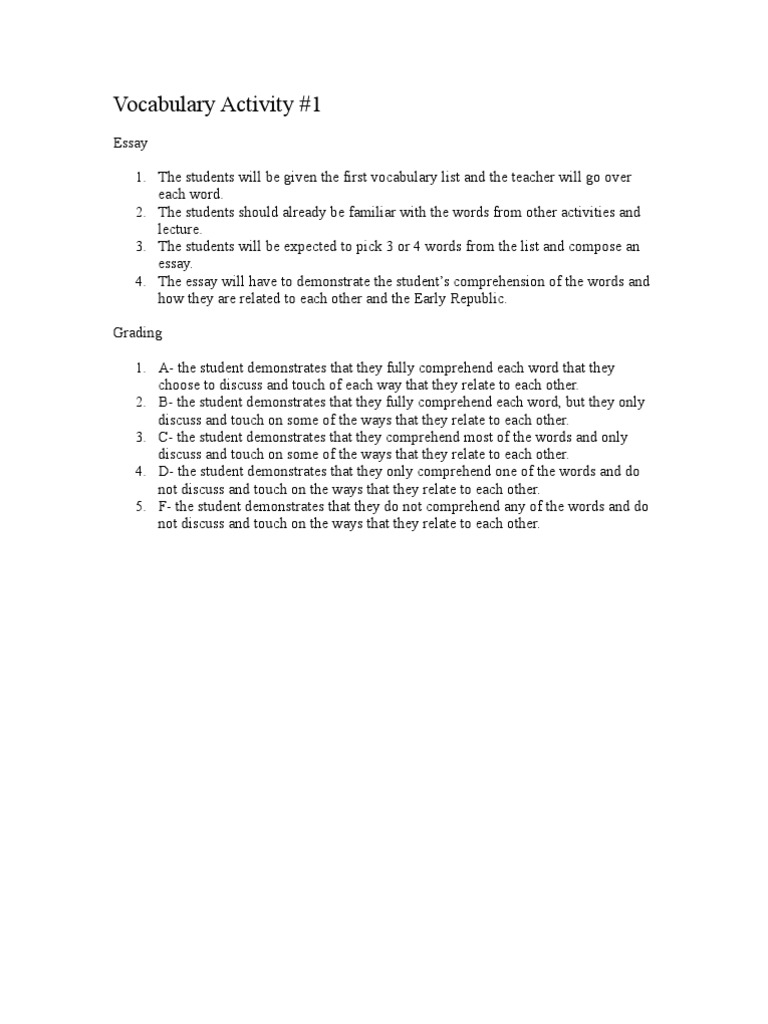Vocabulary Activity's | PDF | Vocabulary | Reading Comprehension