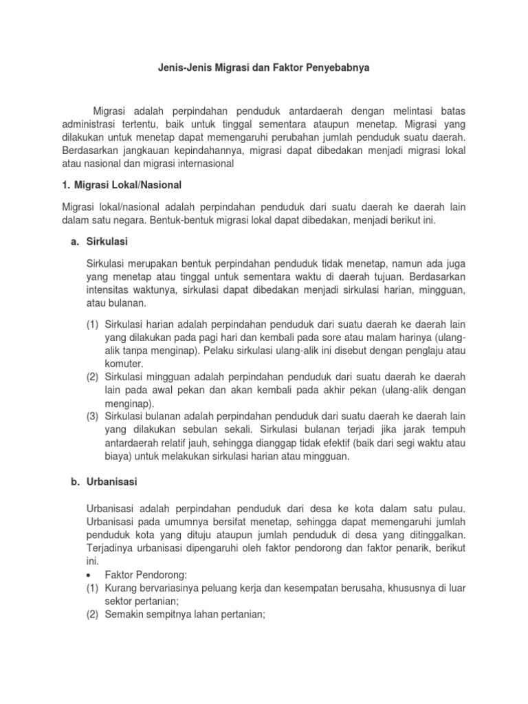 Jenis-Jenis Migrasi | PDF