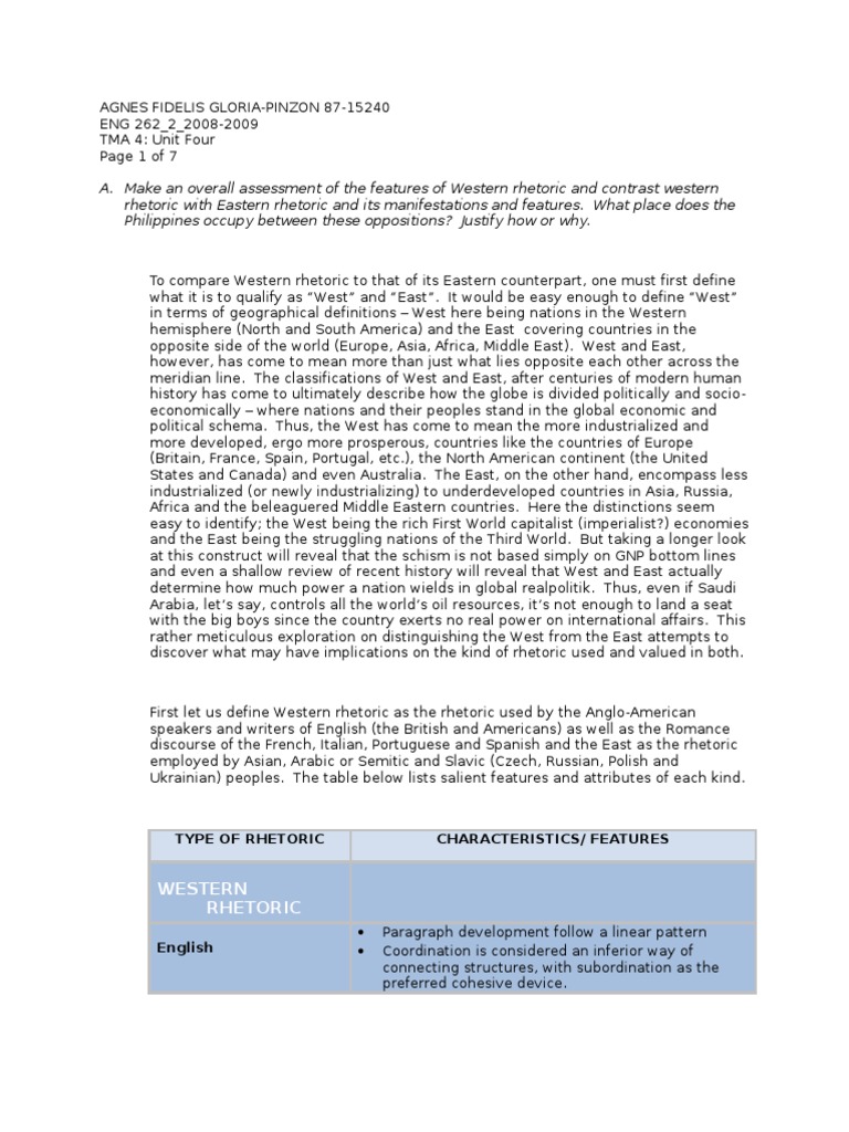 Comparing Eastern and Western Rhetorical Thought | PDF | Rhetoric | Essays