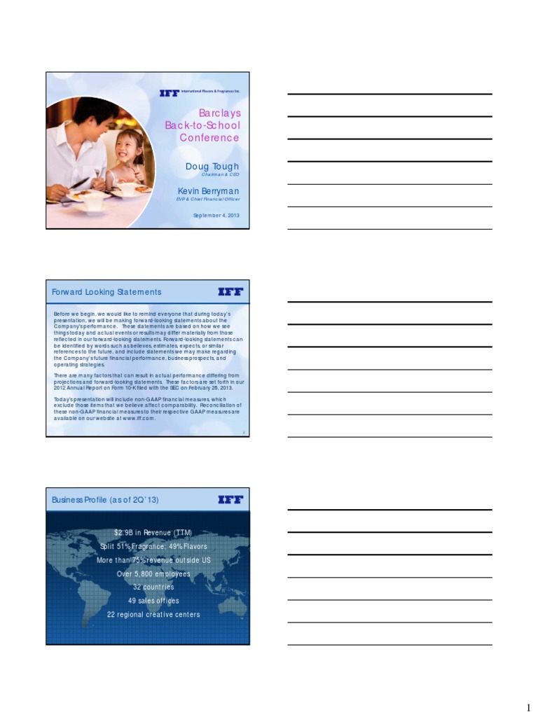 IFF International Flavors and Fragrances Sept 2013 Investor Slide Deck ...