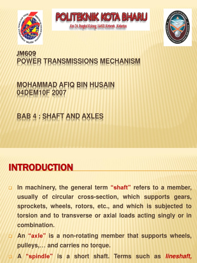 Shaft vs Axle: Design Considerations | PDF | Axle | Strength Of Materials