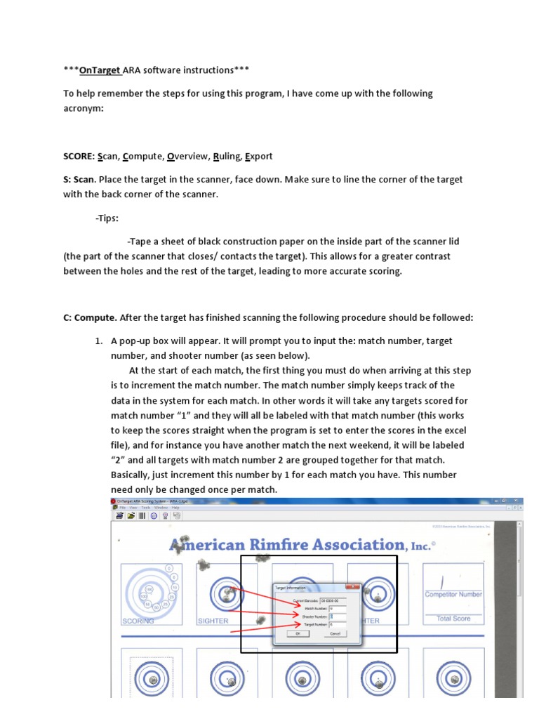 OnTarget ARA Software Instructions | PDF | Image Scanner | Microsoft Excel