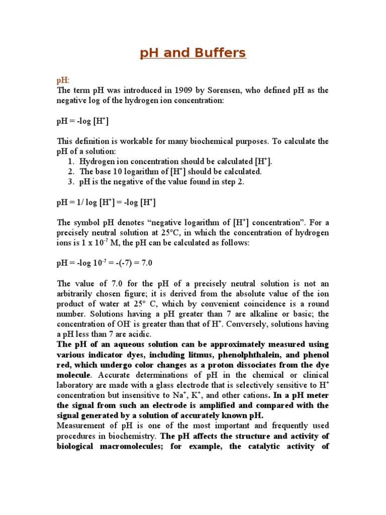 PH and Buffers | PDF | Acid Dissociation Constant | Ph