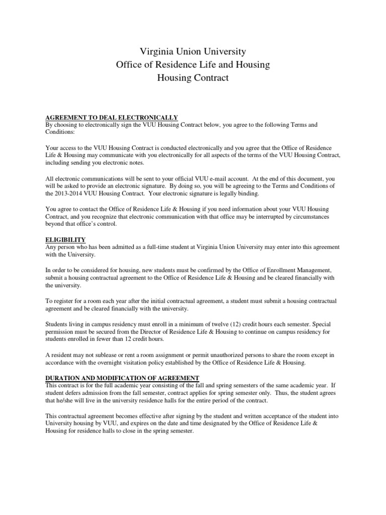 Housing Contract | Download Free PDF | Dormitory | Contractual Term