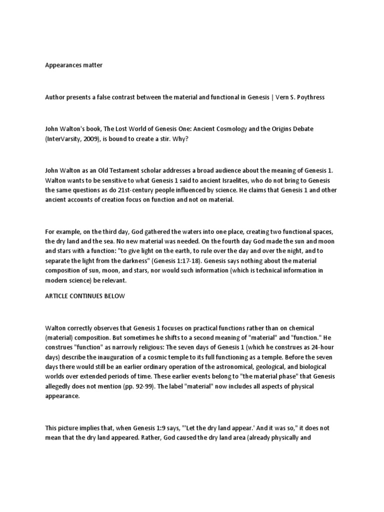 Genesis Debate | PDF | Genesis Creation Narrative | Revelation