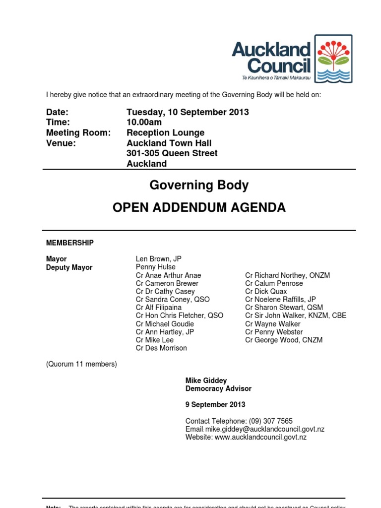 Governing Body A/C 10/9/13 - Addendum | PDF | Government | People