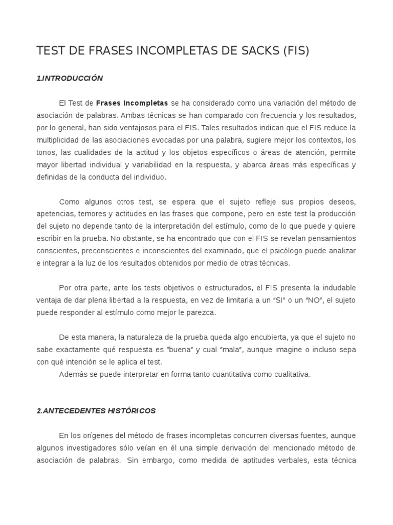 Interpretacion Sacks | PDF | Actitud (psicología) | Sicología