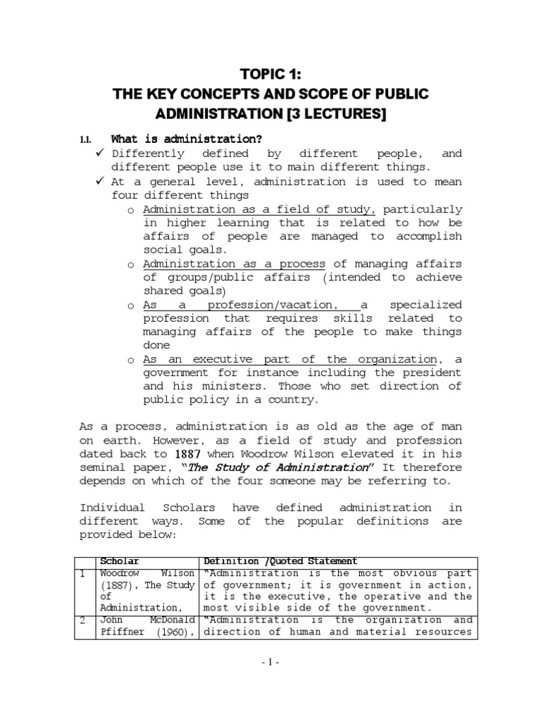 The Key Concepts and Scope of Public Administration | Bureaucracy ...
