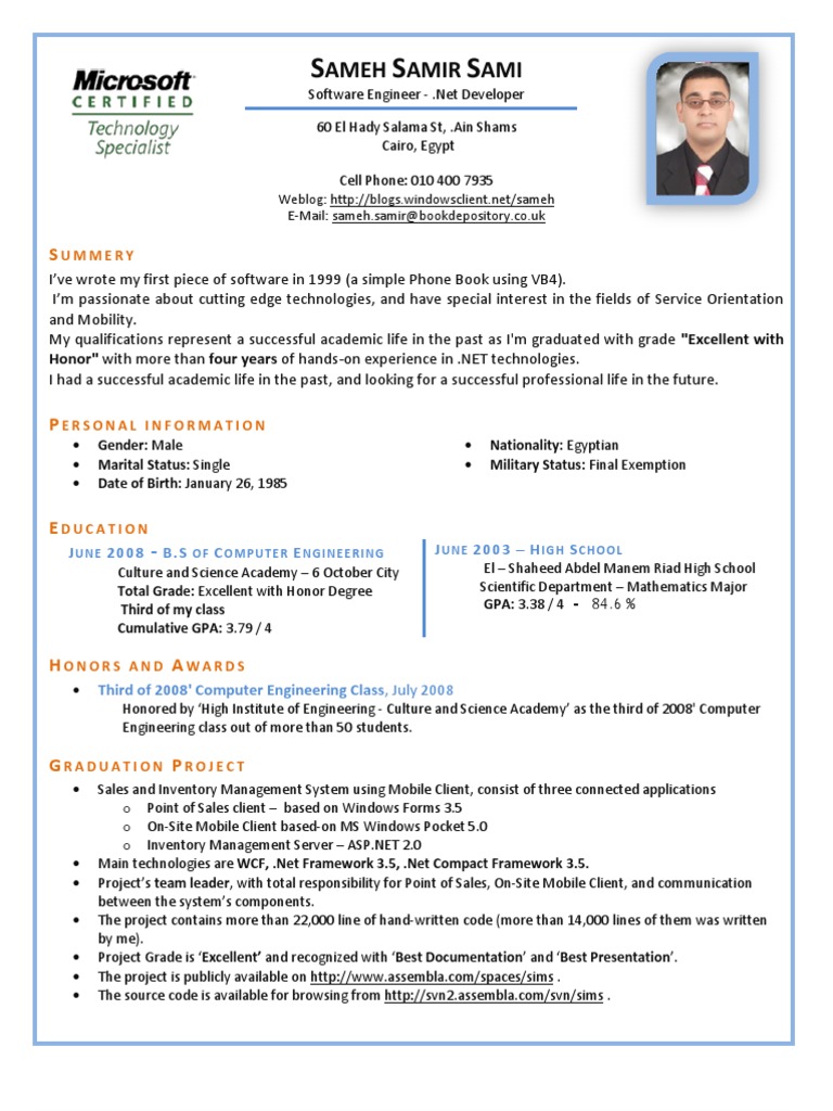 Sameh Samir C.V | PDF | Microsoft Certified Professional | Microsoft ...