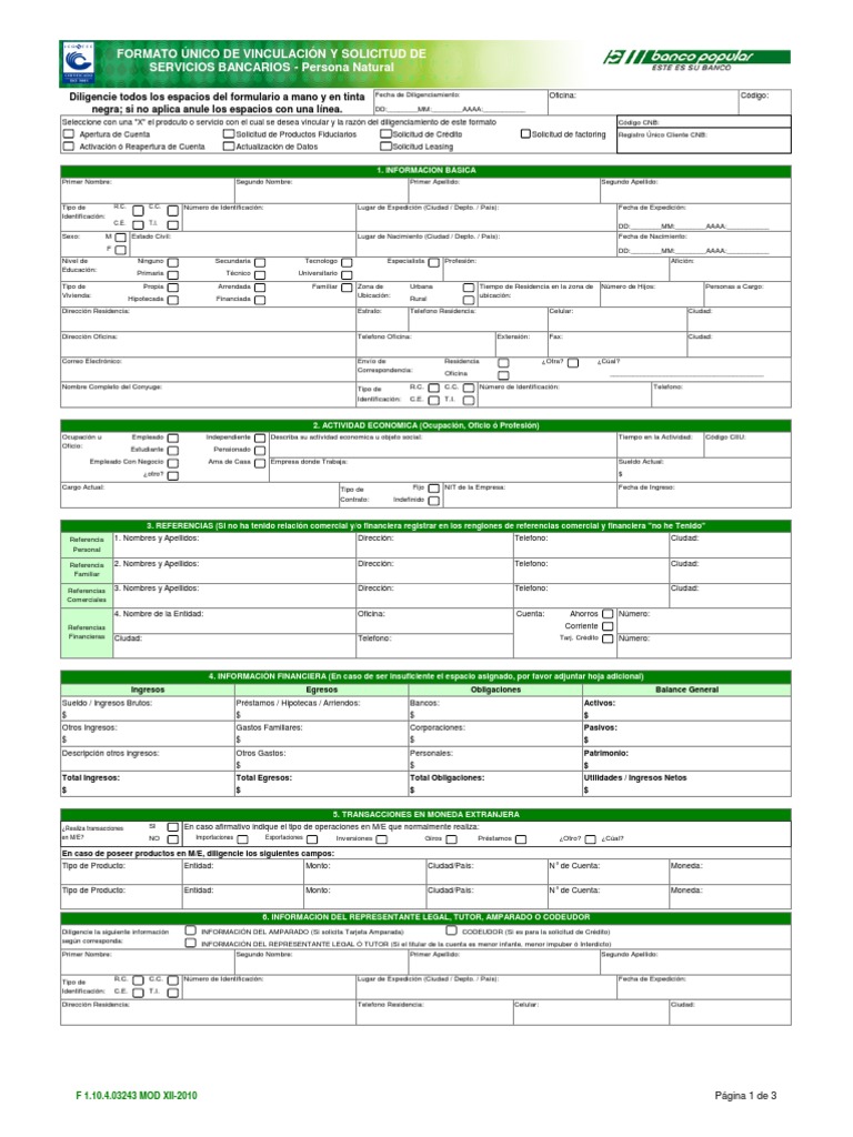 Formato Unico Vinculacion Persona Natural | PDF | Tarjeta de débito ... Formato Unico Vinculacion Persona Natural | PDF | Tarjeta de débito ...