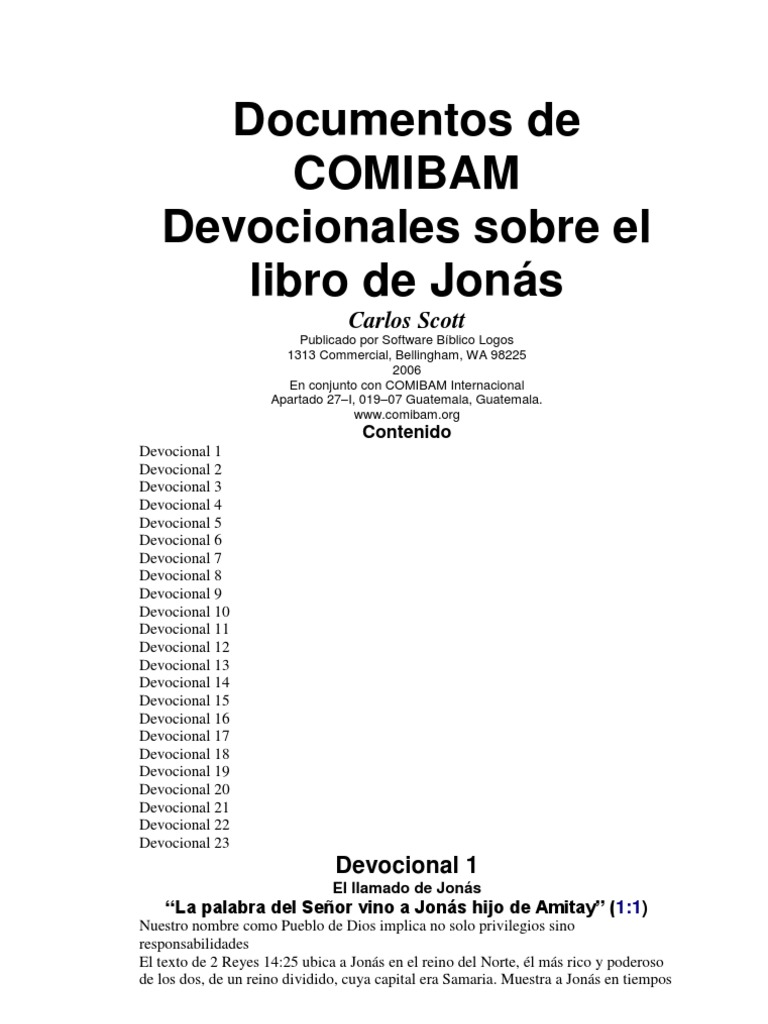 Devocional Sobre El Libro de Jonas | PDF | Jonás | Amor