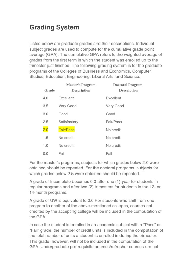 DLSU Grading System | PDF | Grading (Education) | Postgraduate Education