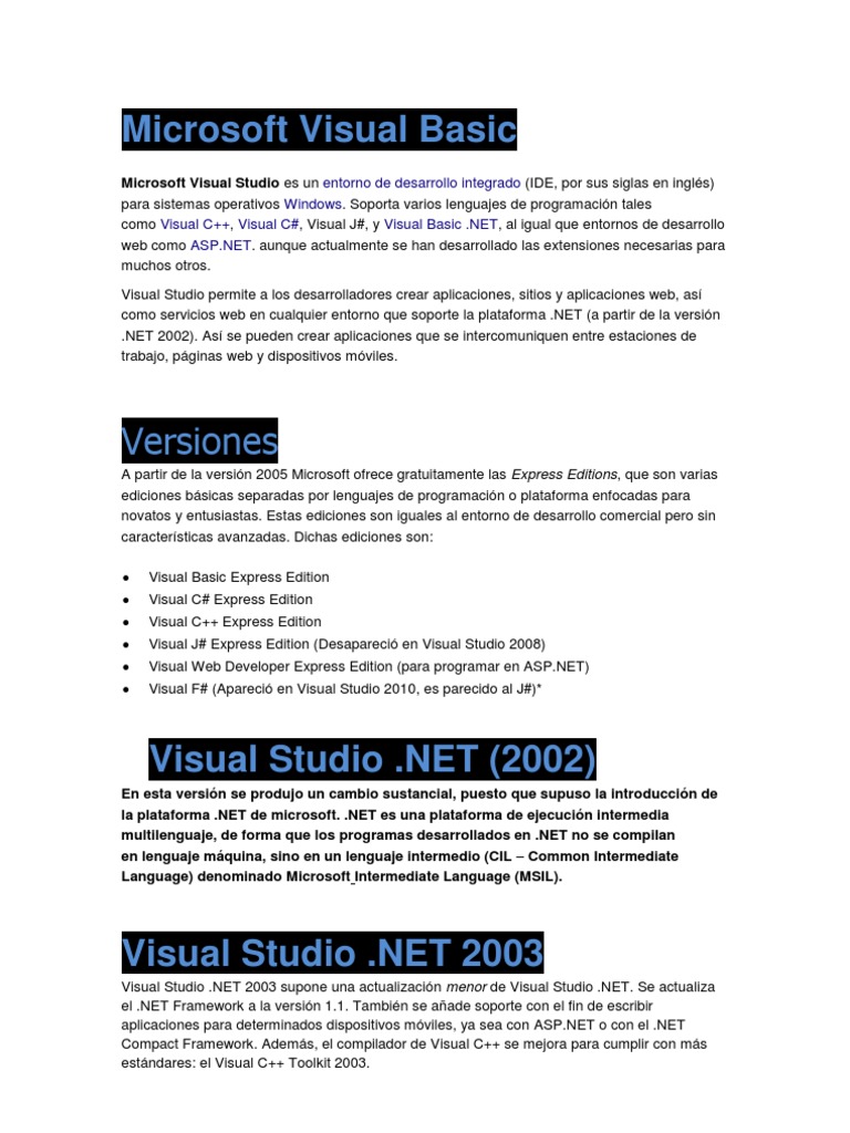 Microsoft Visual Basic | Descargar gratis PDF | Microsoft Visual Studio ...