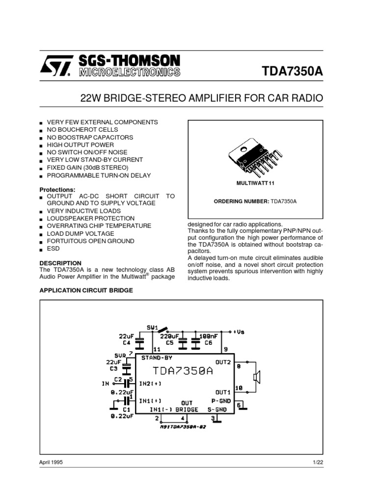 Tda 7350 PDF | PDF | Amplifier | Bipolar Junction Transistor