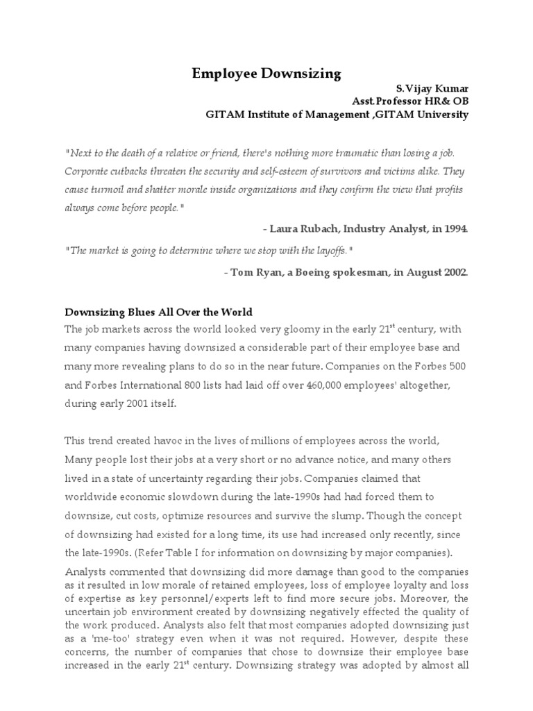 Employee Downsizing | PDF