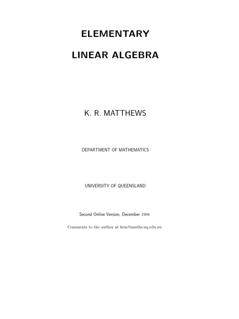 Elementary Linear Algebra | PDF