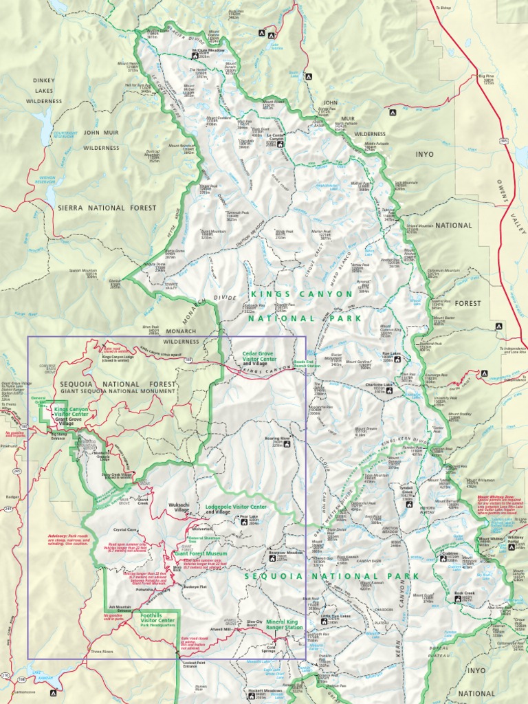 Sequoia National Park Map October 2004 | PDF | Physiographic Divisions ...