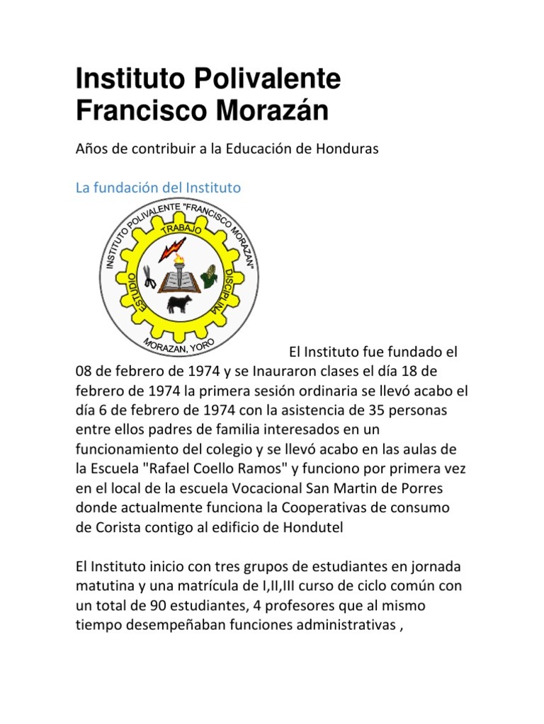 Instituto Polivalente Francisco Morazán | PDF
