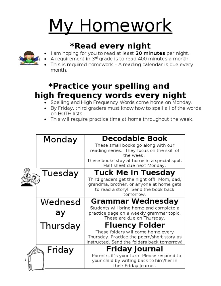 3rd Grade Homework Guidelines | PDF