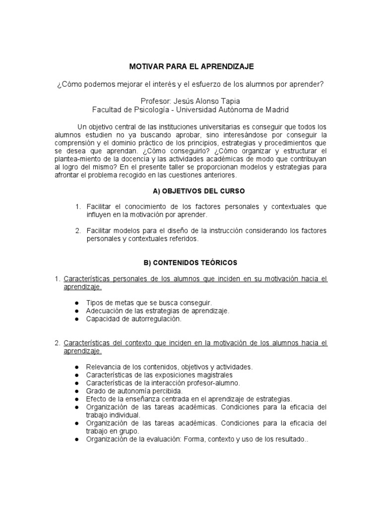 Motivar Aprendizaje | PDF | Aprendizaje | Maestros